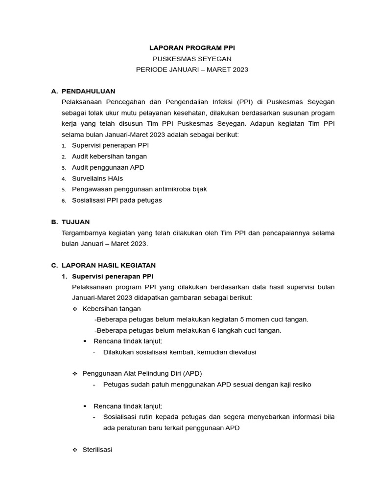 Laporan Ppi Jan-Maret 2023 | PDF