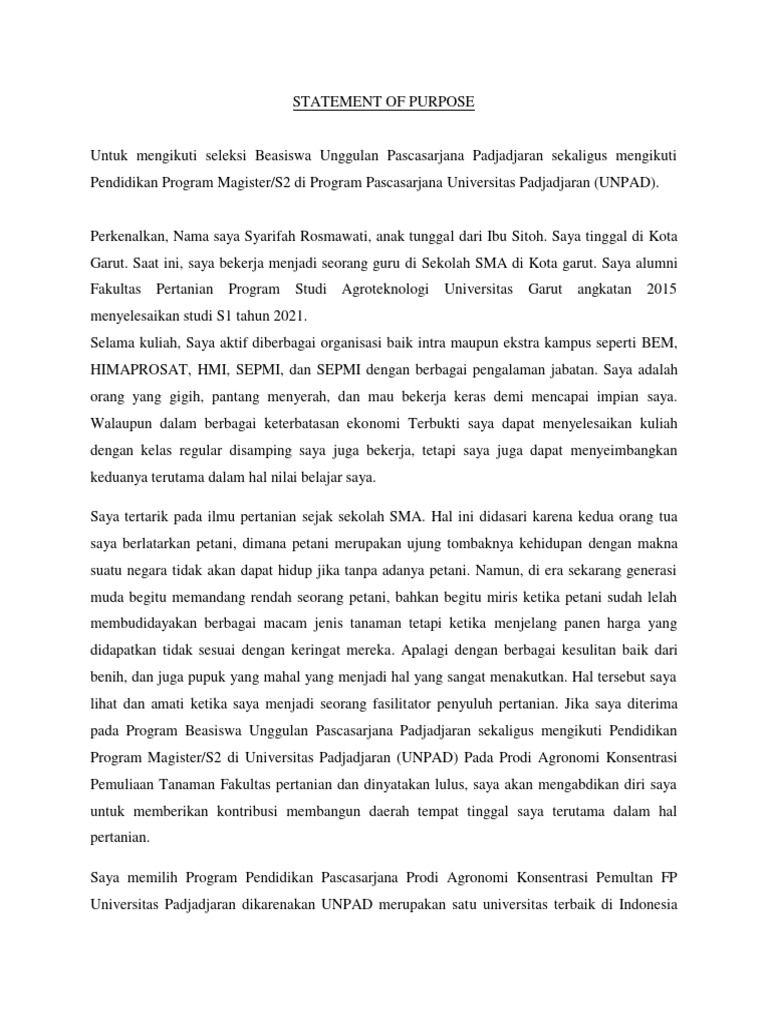 Statement of Purpose | PDF