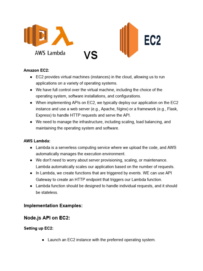 Lambda Vs EC2 | PDF | Computer Architecture | Distributed Computing Architecture