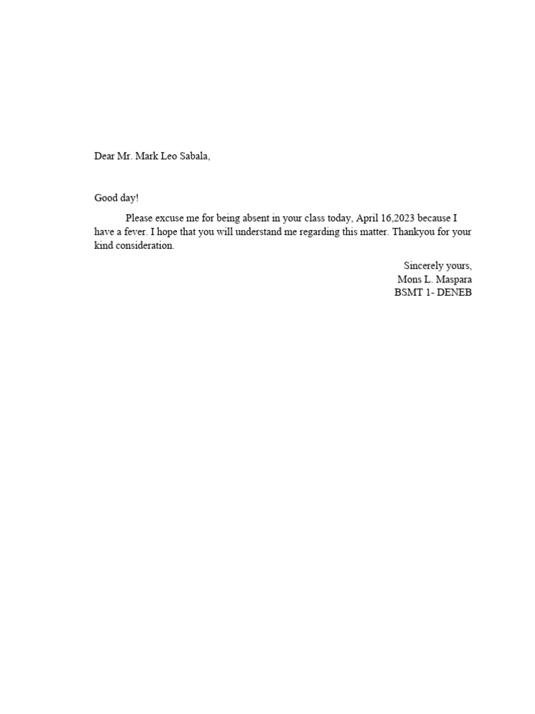 Absence Due to Illness Notice | PDF