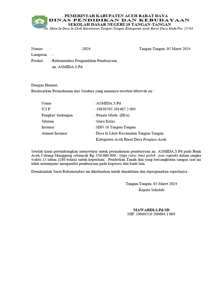 02 Rekomendasi & Rincian Gaji Asmida | PDF