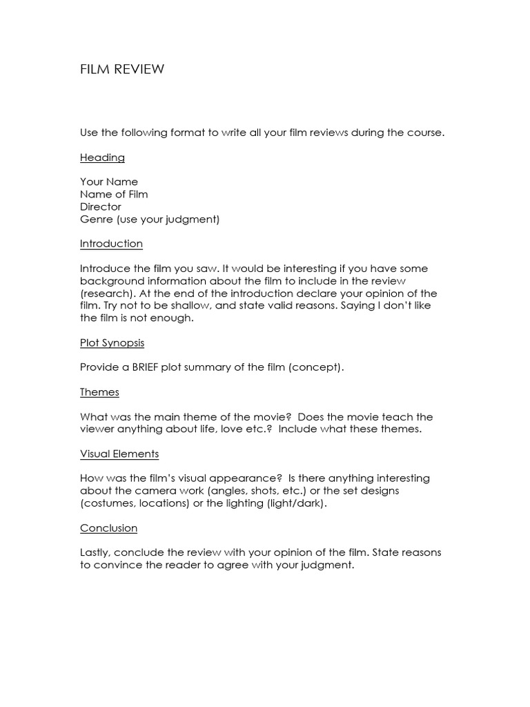 Film Review Guidelines | PDF