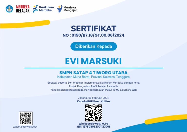 SERTIFIKAT - Webinar P5 06 Feb. 2024 | PDF