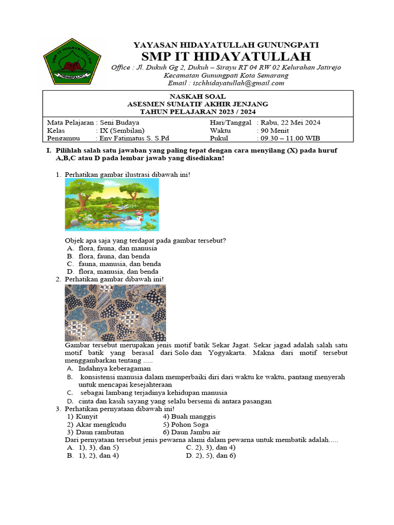 Asesmen Sumatif SBK 2023-2024 | PDF