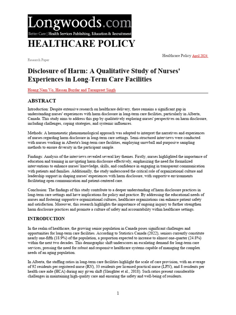 Disclosure Project Paper | PDF | Patient Safety | Nursing