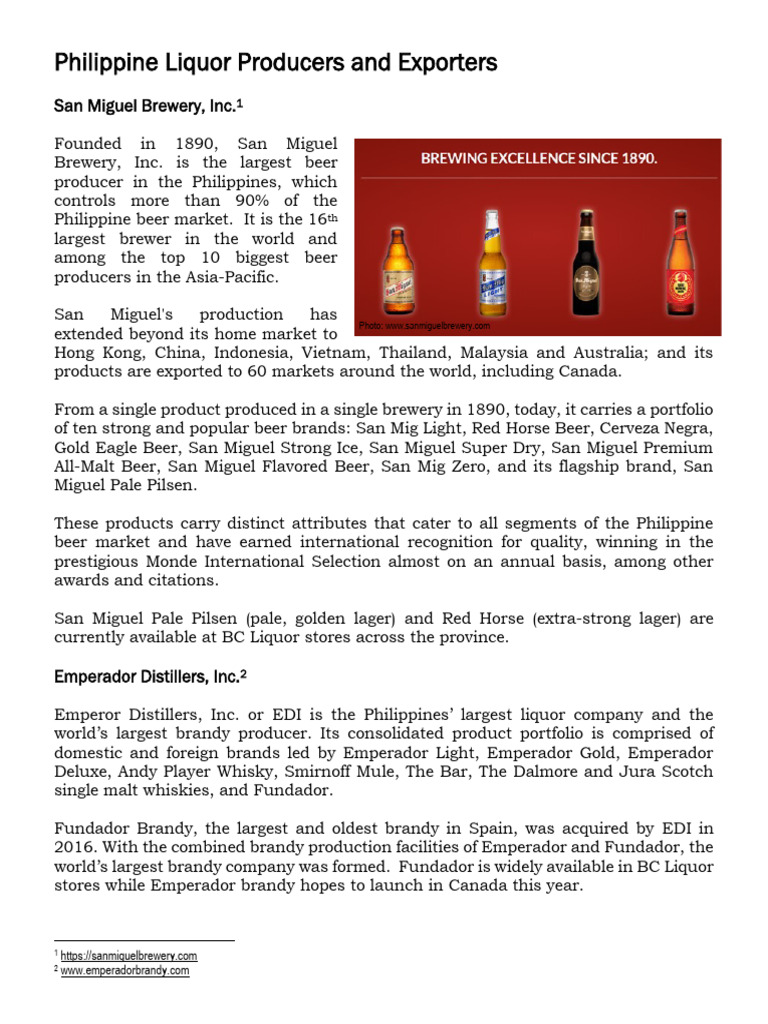 3 Philippine Liquor Producers and Exporters Rev5 | PDF | San Miguel ...