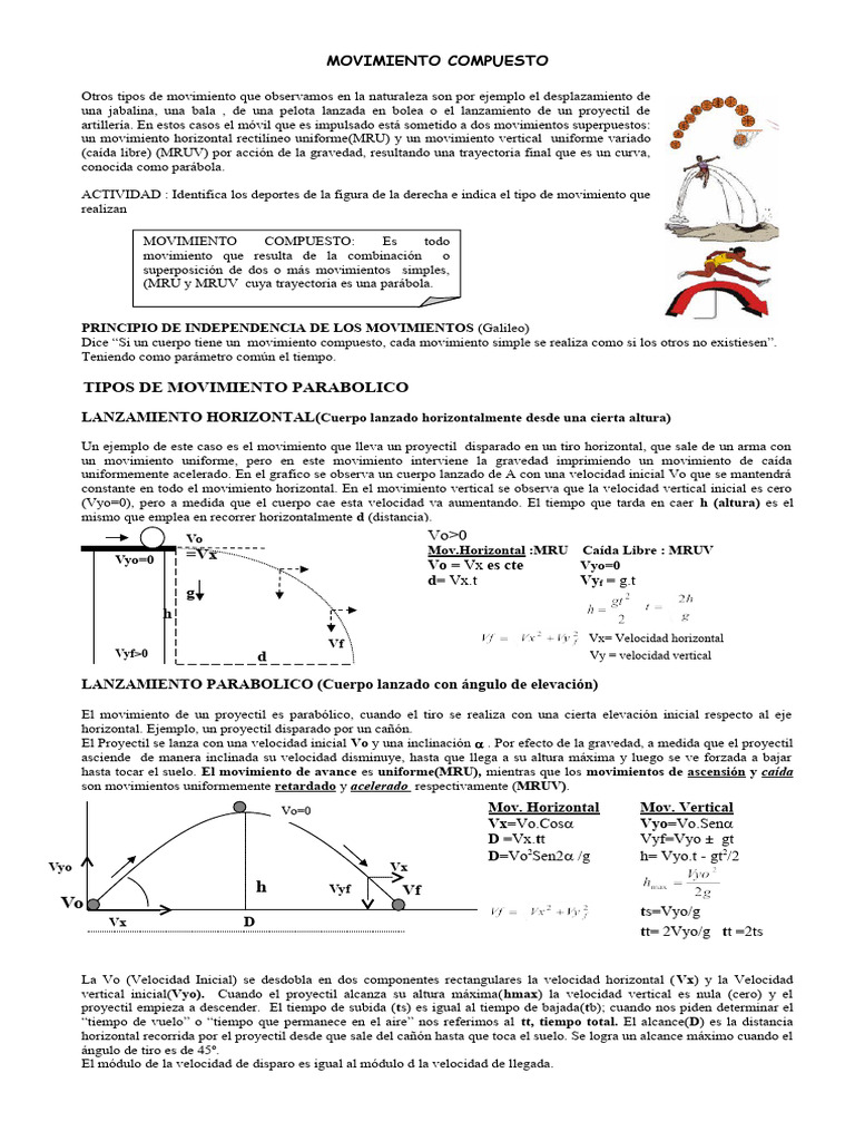 Movimiento Compuesto-2024 | PDF | Dinámica (Mecánica) | Física