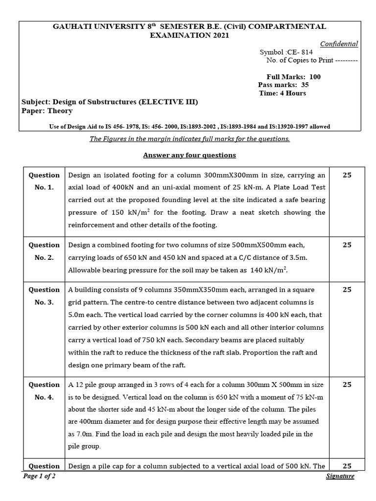 Design of Substructures Comp 2021 | PDF | Column | Deep Foundation