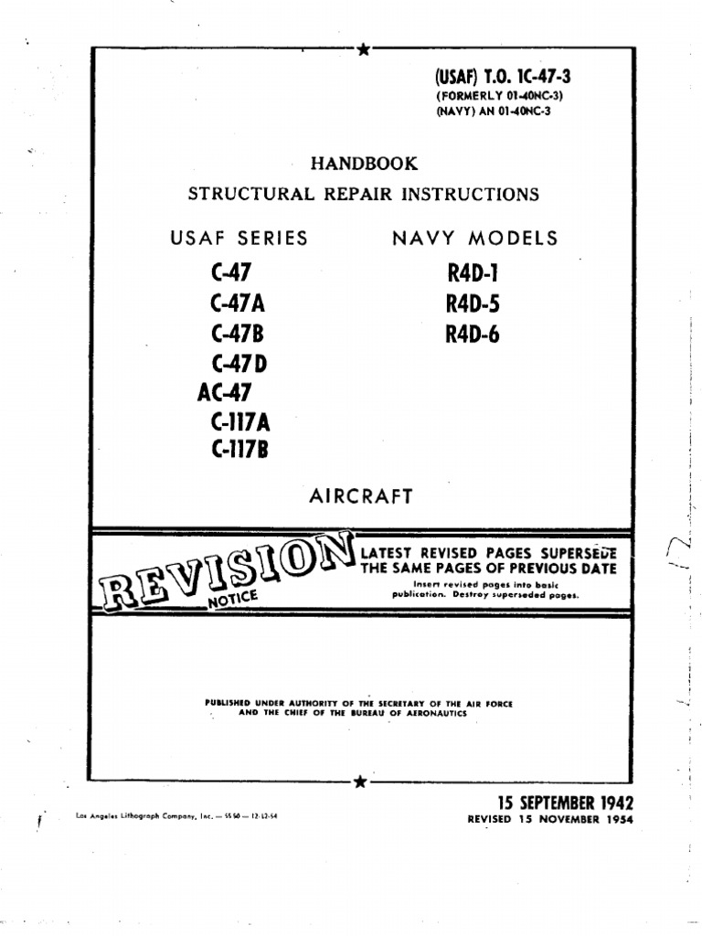 Douglas C-47 C-47A C-47B C-47D AC-47 C-117 A C-117B R4D-1 R4D-5 R4D-6 ...