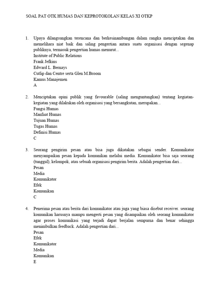 Share SOAL PAT OTK HUMAS XI OTKP | PDF