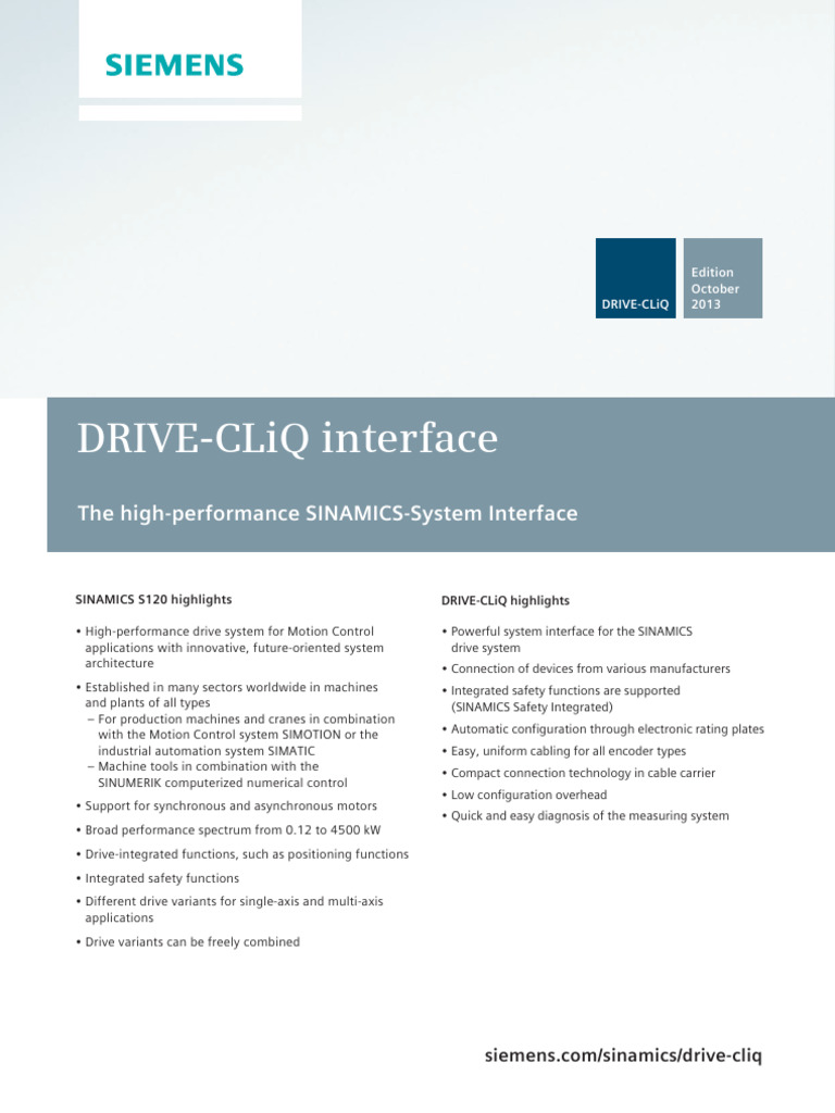 Drive Cliq Interface Flyer | PDF | Engineering | Computing
