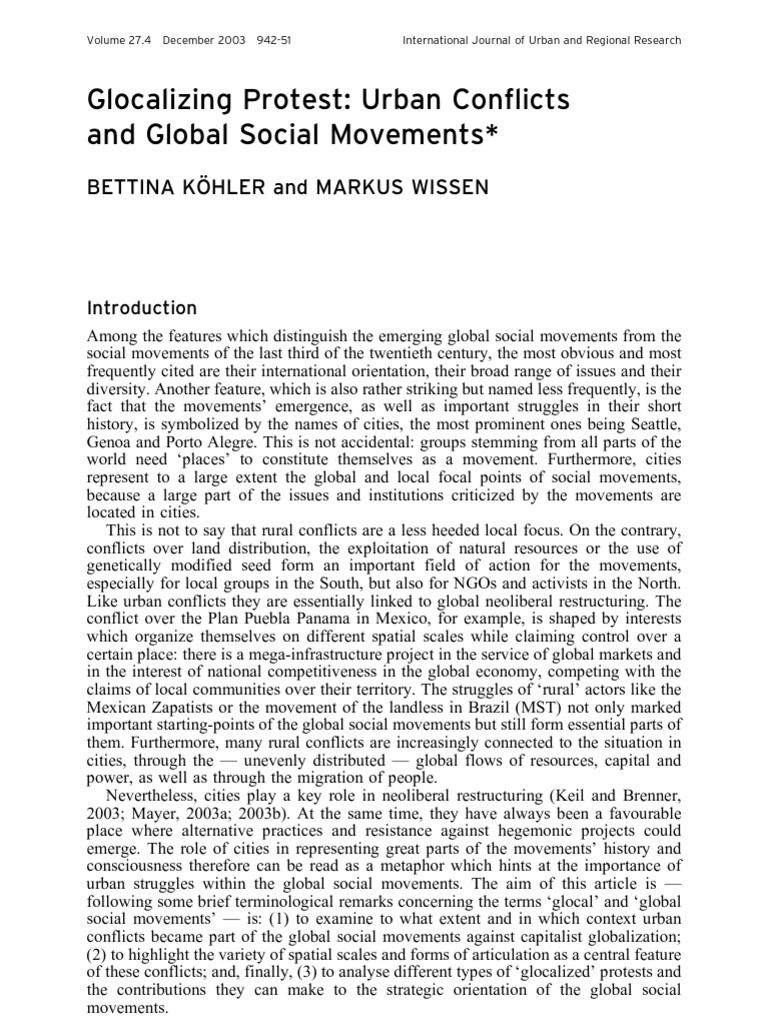 Glocalizing Protest Urban Conflicts and Globl Social Movemonts | PDF ...