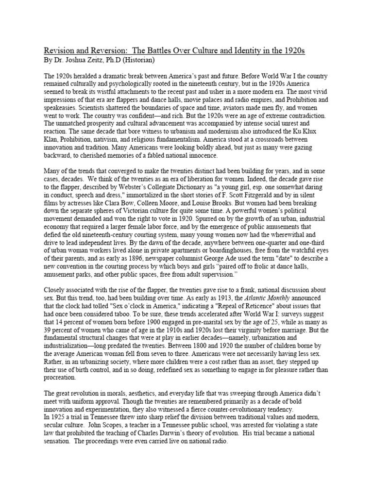 Revision and Reversion Culture of 1920s | PDF | Cost Of Living | Ku ...