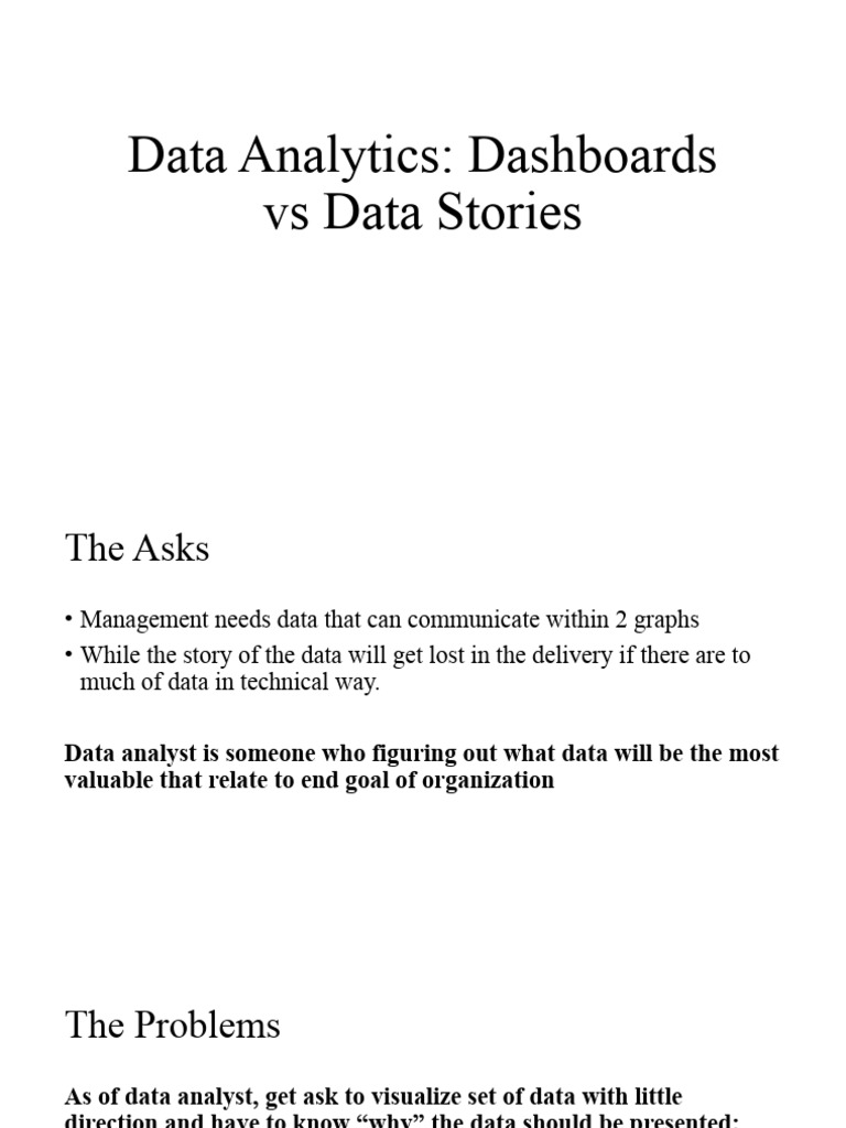 Data Analytics Vs Data Story | PDF | Career & Growth | Business
