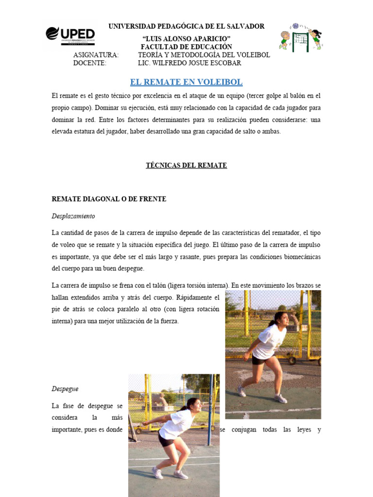Técnicas del Remate en Voleibol | PDF | Vóleibol