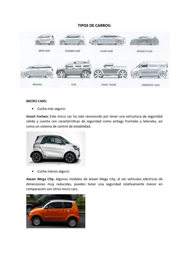 Tipos de Carros | PDF | Coche | Fabricantes de vehículos de motor de lujo