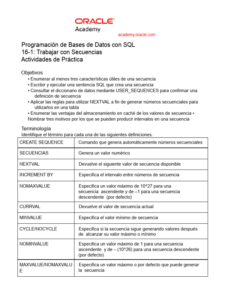 DP 16 1 Practice Esp | PDF | SQL | Gestión de datos