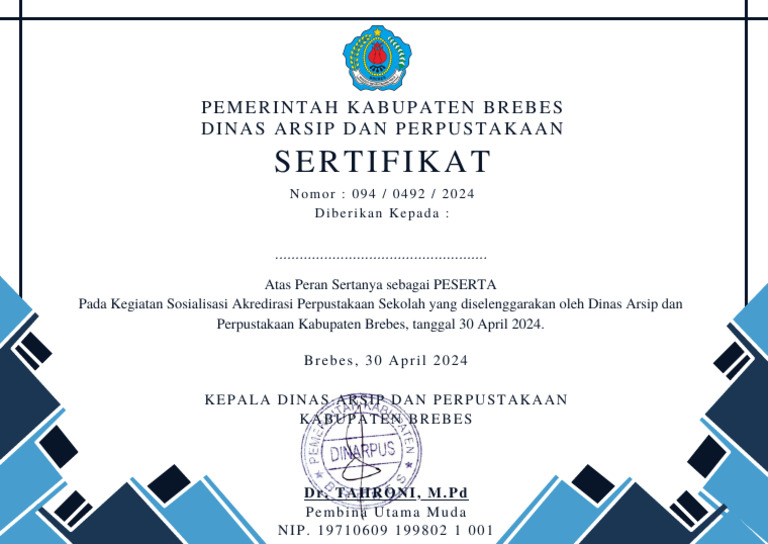 Sertifikat Sosialisasi Akreditasi 2024 | PDF