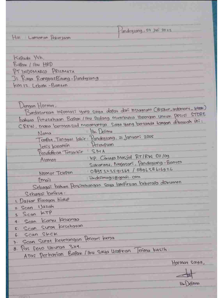 Surat Lamaran PDF Compressed Compressed | PDF