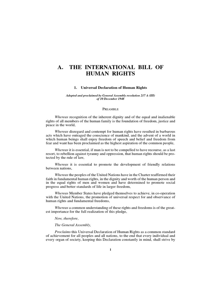 Int Bill of Rights - Udhr, Iccpr, Icescr | PDF | Detention (Imprisonment) | Human Rights