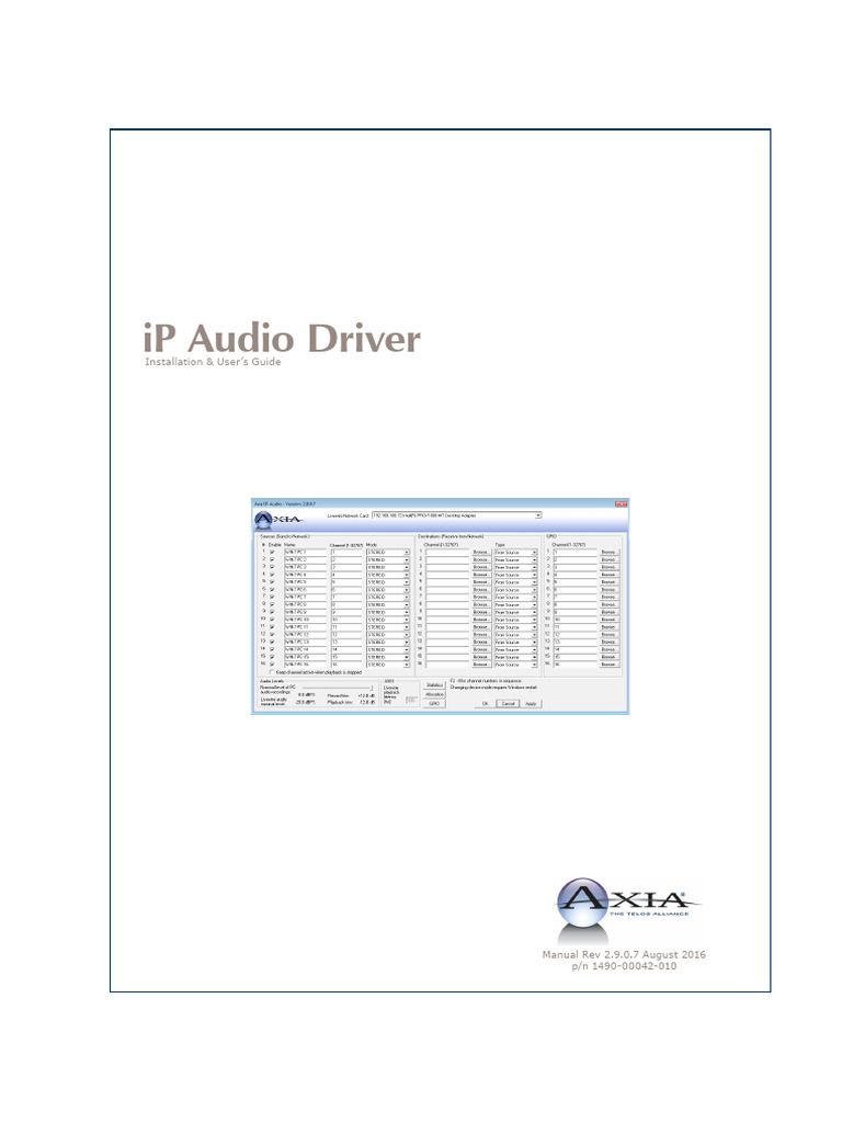 Axia IP Audio Driver Installation Guide | PDF | Computer Network ...
