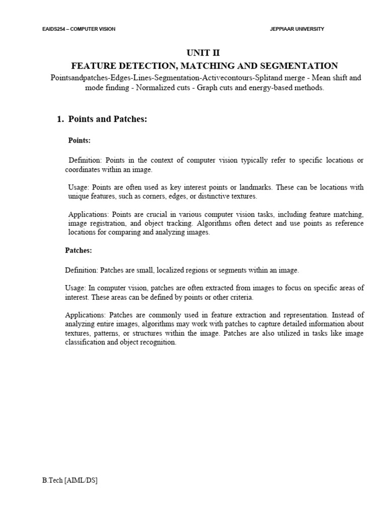 Computer Vision Unit 2 Notes Pdf Image Segmentation Computer Vision