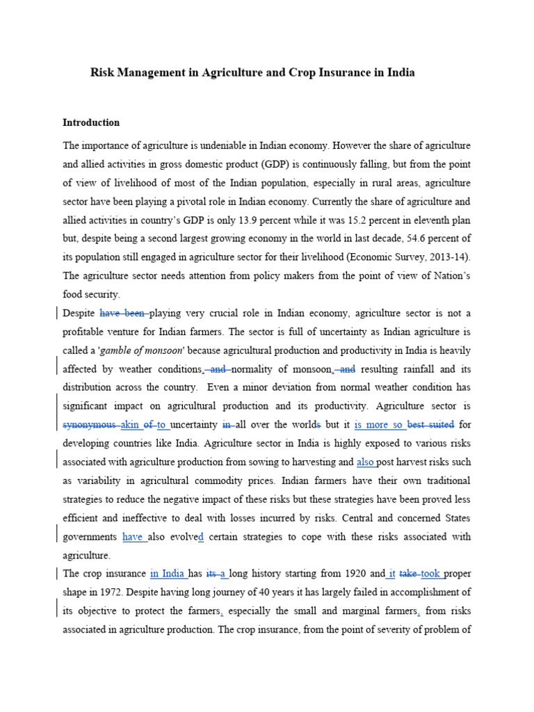 Review - Crop Insurance As A Risk Management Strategy in Indian ...