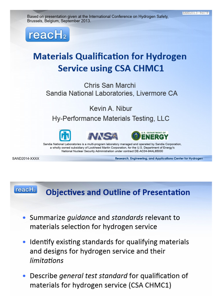 Materials Qualification For Hydrogen Service Using CSA CHMC1 | PDF ...