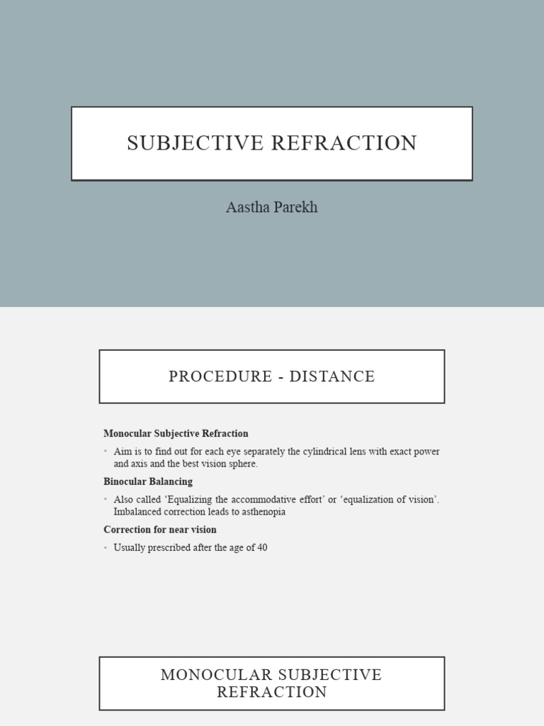 Subjective Refraction Guide | PDF | Human Eye | Senses