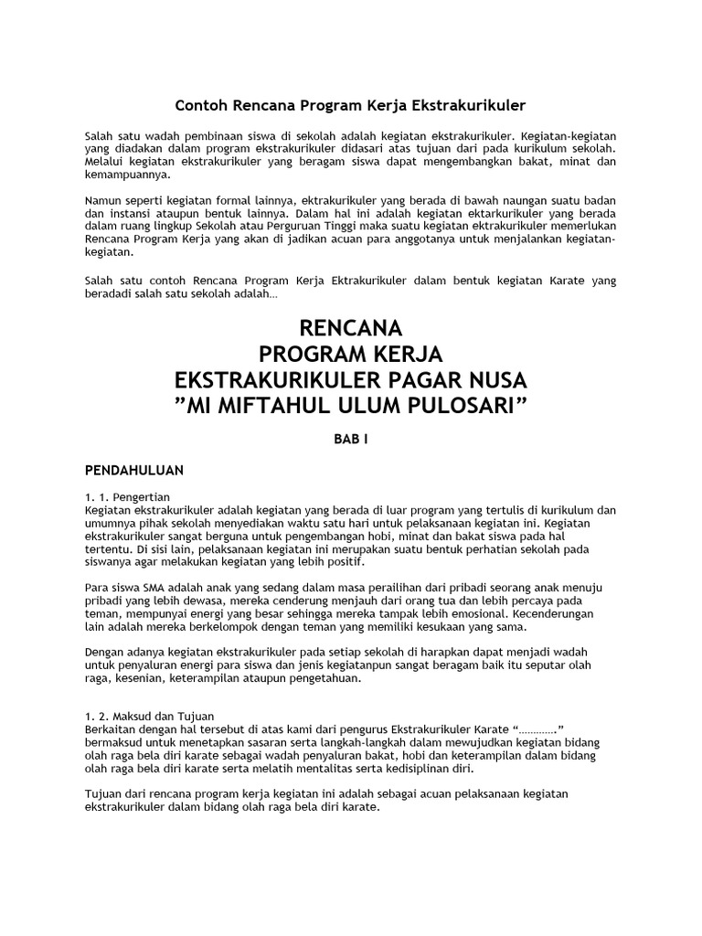 Rencana Program Kerja Ekstrakurikuler | PDF | Karier & Perkembangan | Seni