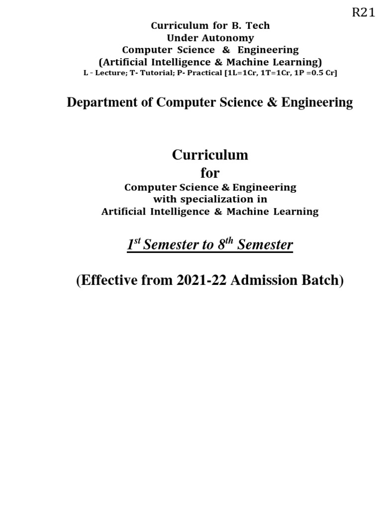 B.Tech CSE Curriculum: AI & ML Specialization | PDF | Integral ...