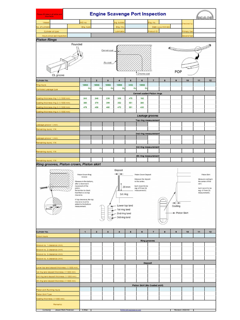 MAN ES Scavenge Port Inspection | PDF | Piston | Cylinder (Engine)