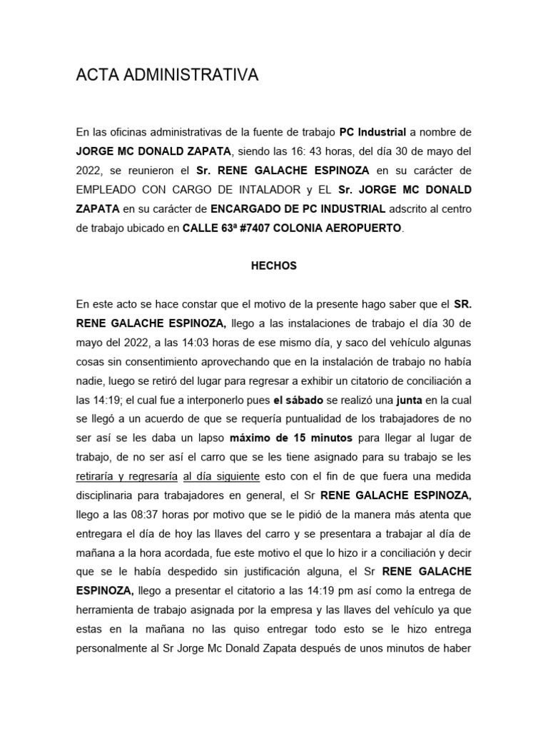 Acta Administrativa | PDF