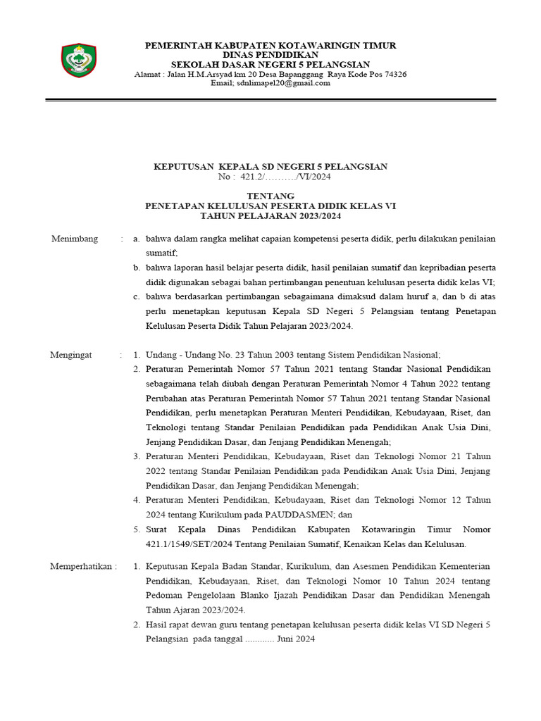 Kelulusan SDN 5 Pelangsian 2024 | PDF