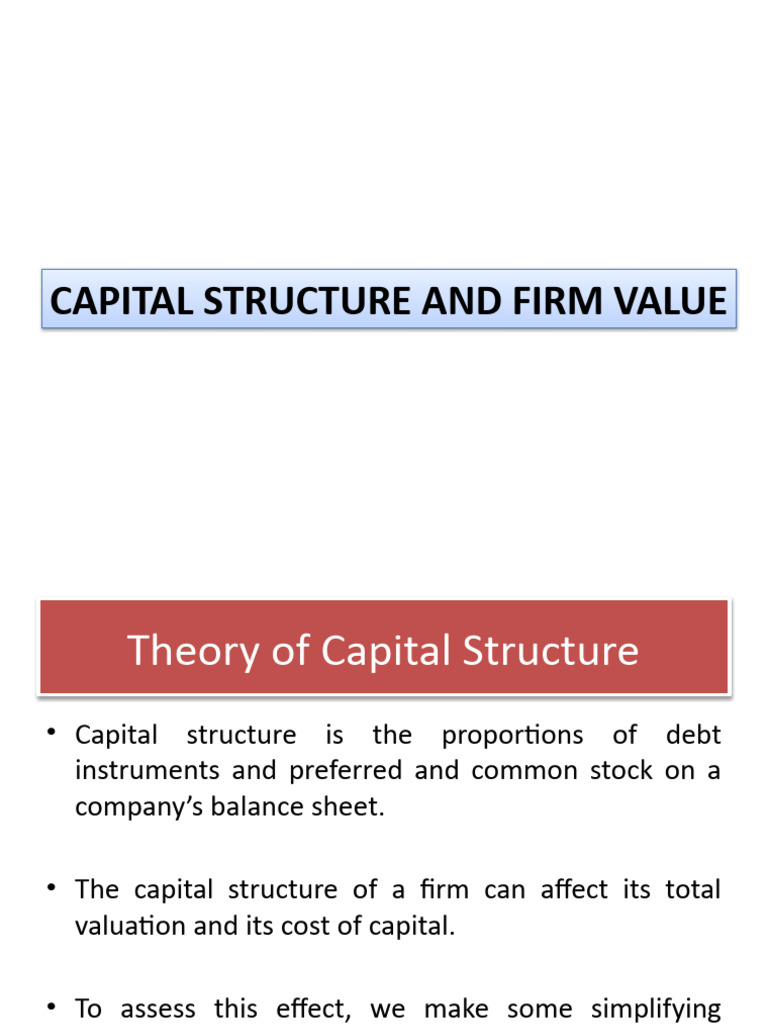 Capital Structure and Firm Value | PDF | Capital Structure | Cost Of ...