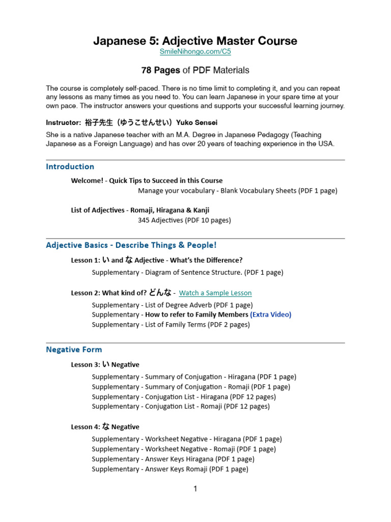 Japanese 5 Lesson List | PDF | Japanese Language | Linguistic Typology