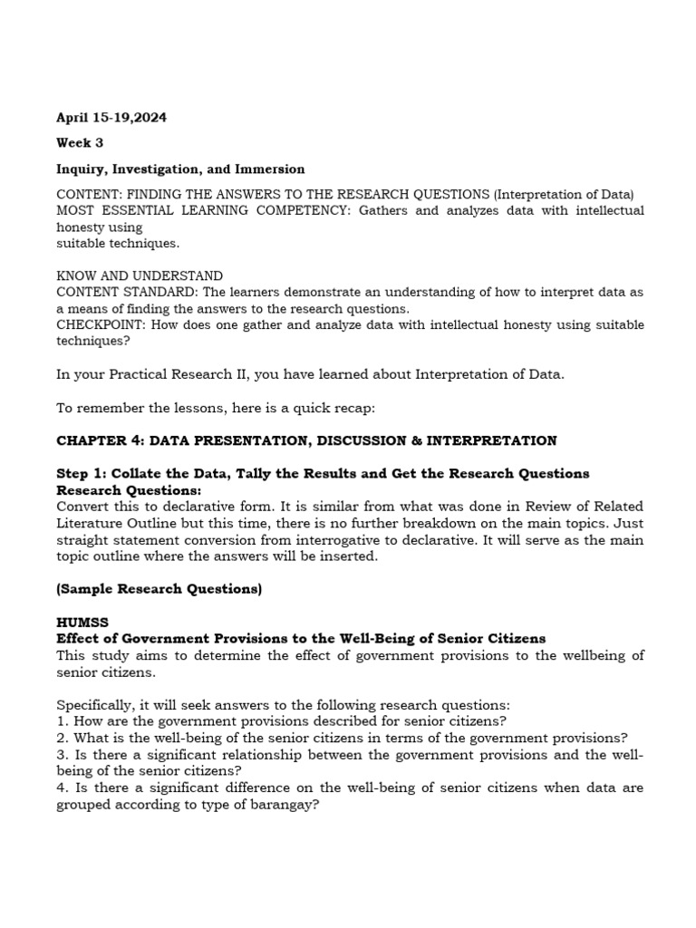 Inquiry Investigation and Immersion Mod 1 | PDF | Mean | Quartile