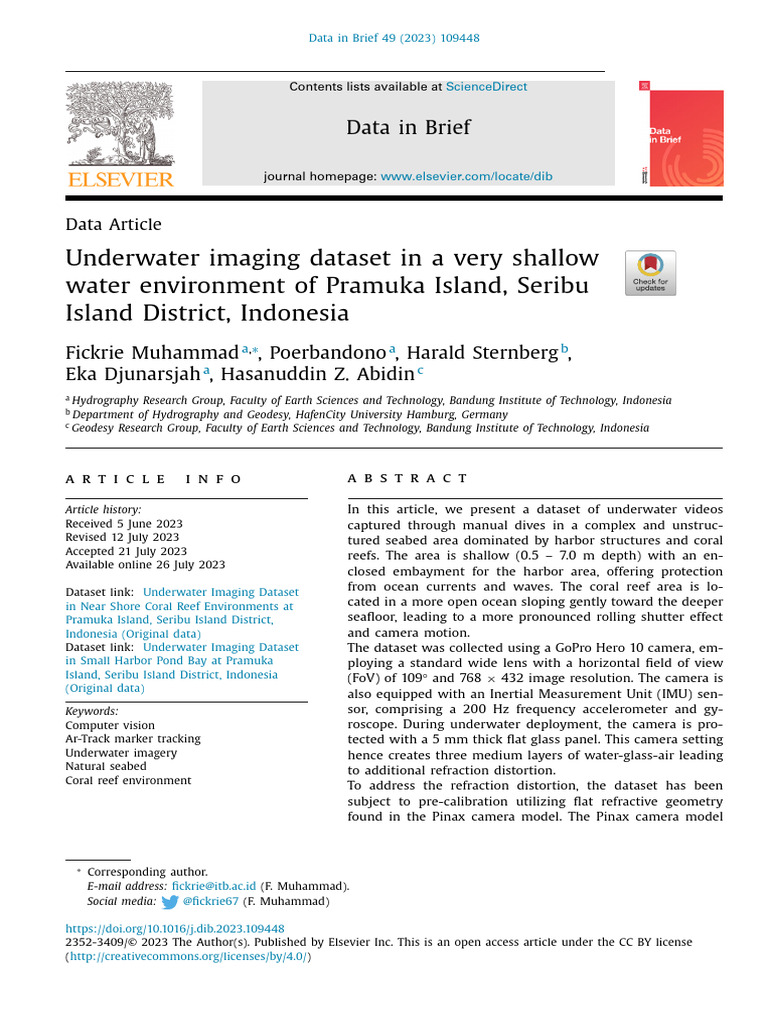 Underwater Imaging Dataset in A Very Shallow Water Environment of ...