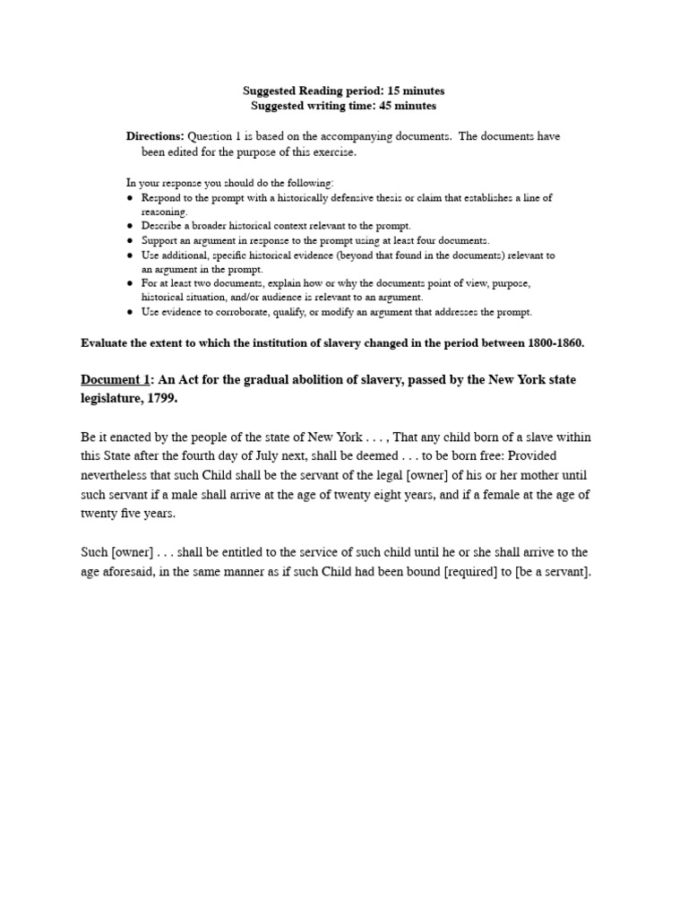 Slavery DBQ-1 | PDF | Slavery In The United States | Slavery