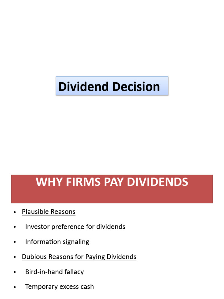 Dividend Decision | PDF | Share Repurchase | Dividend
