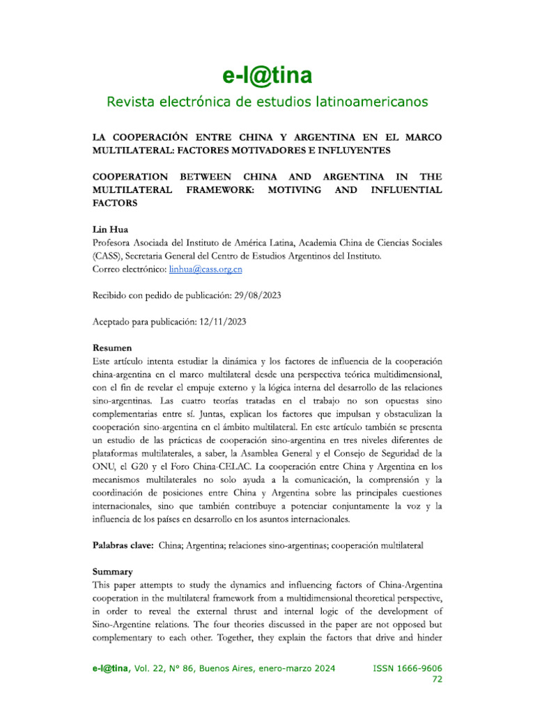 Lin Hua Relaciones Argentina China | PDF
