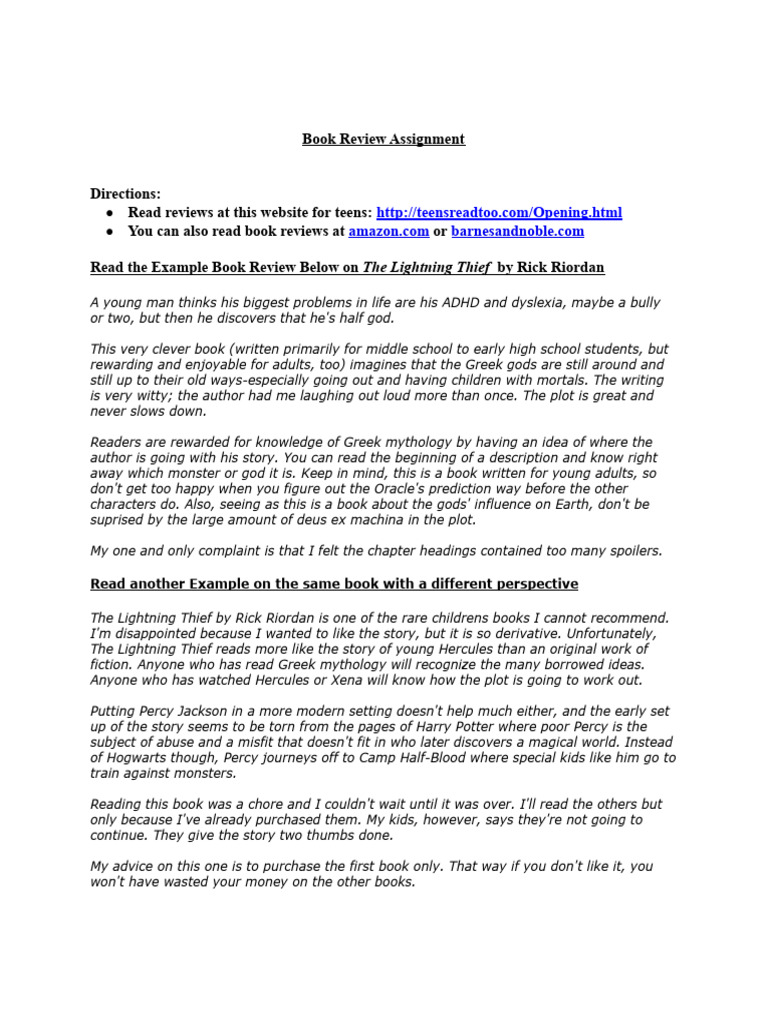 Book Review Assignment | PDF