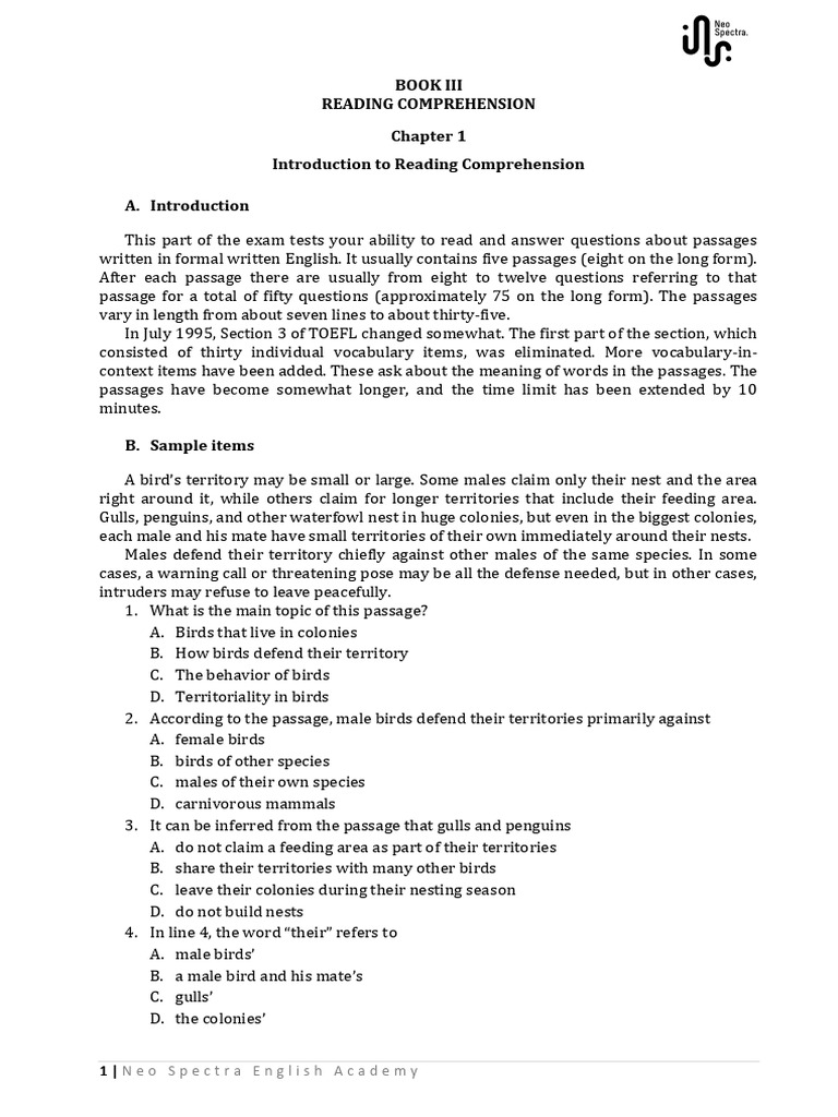 Handbook of TOEFL PBT Preparation Book III Reading Comprehension | PDF ...