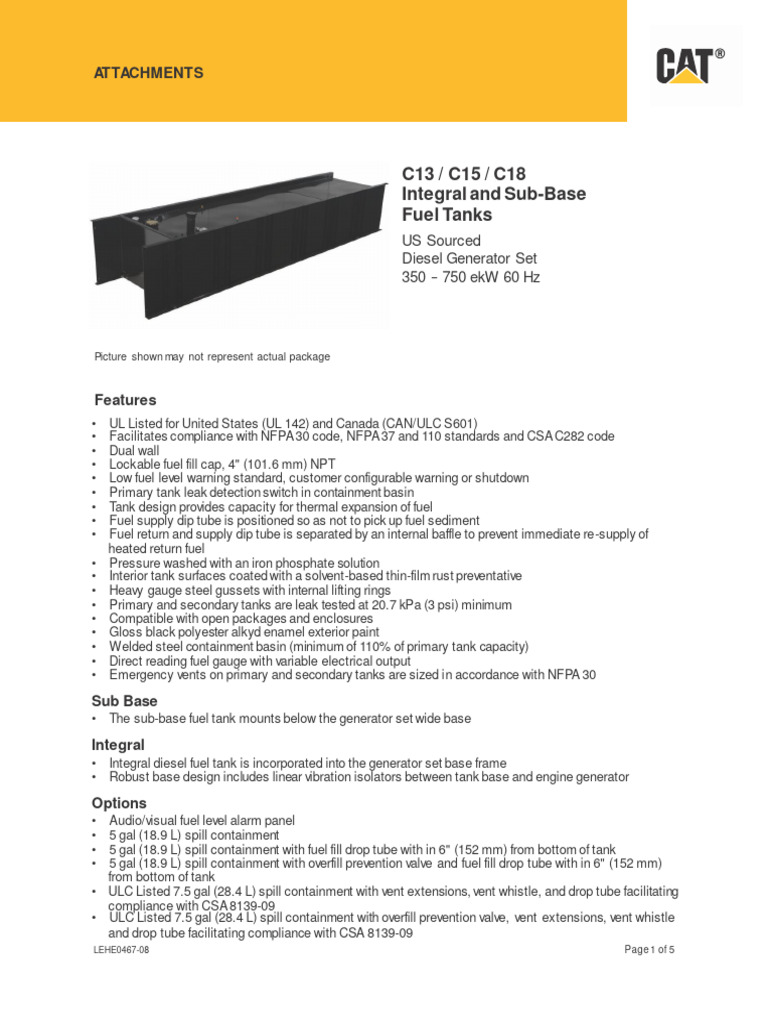 C13 - C15 - C18 Tank Spec | PDF | Mechanical Engineering | Energy ...