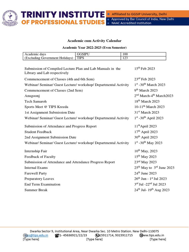 Tips Academic Calendar 2022 2023 | PDF | Academic Term | Schools