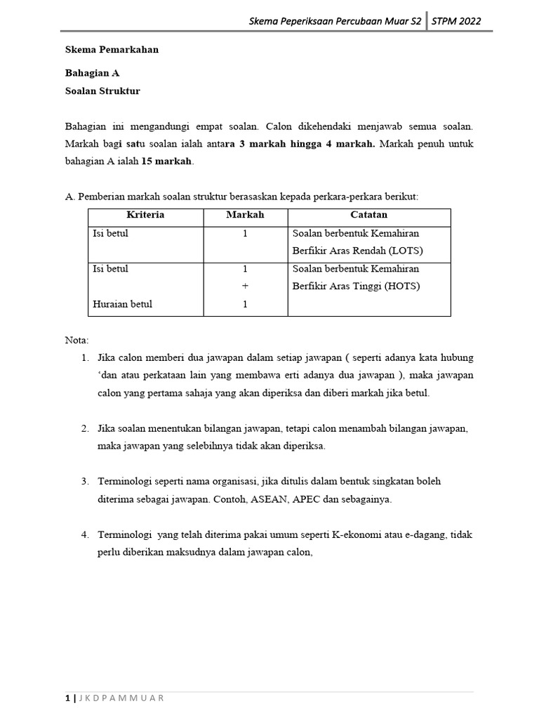 Skema - Pemarkahan Pam | PDF