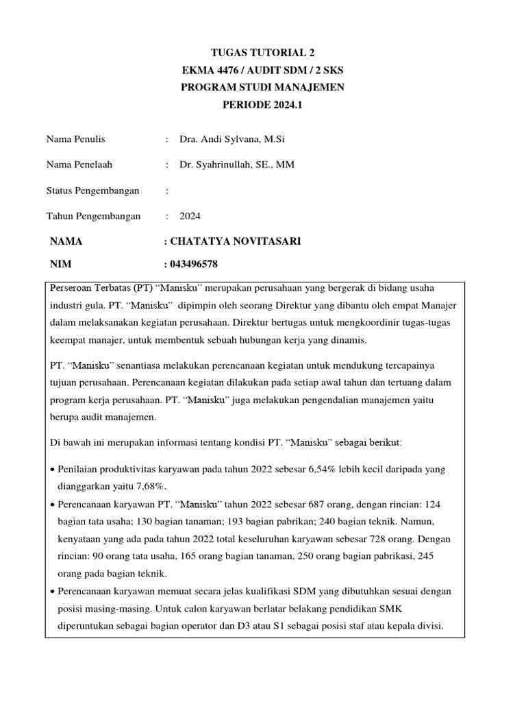 Tugas 2 Audit SDM | PDF | Karier & Perkembangan