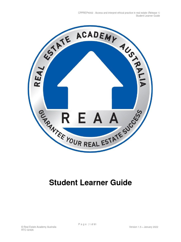 REAA - CPPREP4002 - Student Learner Guide 1.5 (QLD) | PDF | Negligence | Tort