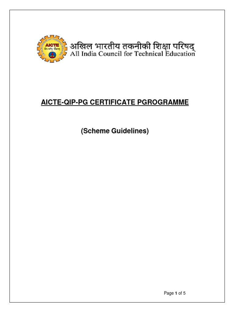 AICTE-QIP PG Certificate Gudelines For Website | PDF | Engineering ...