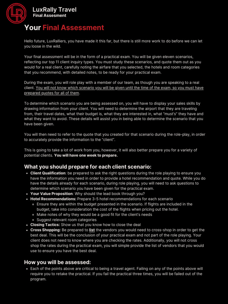 Lrt Practical Exam Instructions Pdf Educational Assessment Resort